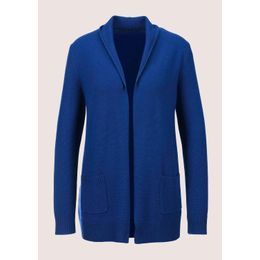 Madeleine Mode MADELEINE Damen Strickjacke "Strickjacke Verk&uuml;rzte Schurwolljacke mit Stehkragen", blau, Modern, Gr. 34, Obermaterial: 100% Schurwolle WV.,