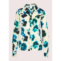 Madeleine Mode MADELEINE Damen Langarmbluse "Hemdbluse Viskosebluse mit floralem Aquarellmuster", blau, Modern, Gr. 42, Obermaterial: 100% Viskose CV., Blusen,