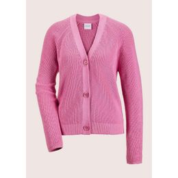 Madeleine Mode MADELEINE Damen Strickjacke "Strickjacke Moderne Sommerstrickjacke mit Perlfang-Muster", rot, Modern, Gr. 44, Obermaterial: 100% Baumwolle CO.,