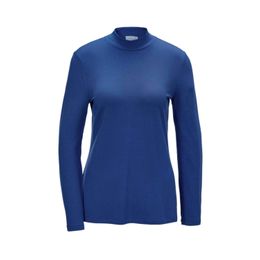 GOLDNER Damen Longpullover "Kurzgr&ouml;&szlig;e Stehkragenshirt mit Langarm", blau, Gr. 25, Obermaterial: 95% Modal CMD. 5% Elasthan EL., Pullover, Ohne