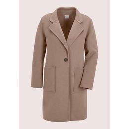 Madeleine Mode MADELEINE Damen Langmantel "Mantel Eleganter Doubleface-Mantel mit Reverskragen", beige, Modern, Gr. 44, Obermaterial: 80% Wolle mw. 20% Polyester
