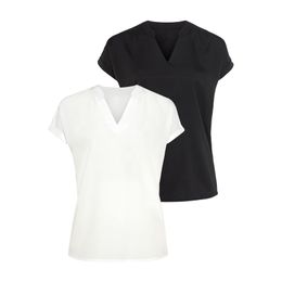 Flashlights Damen Blusentop, schwarz-wei&szlig;, Gr. 54, Web, Obermaterial: 100% Polyester, Blusen, im Doppelpack