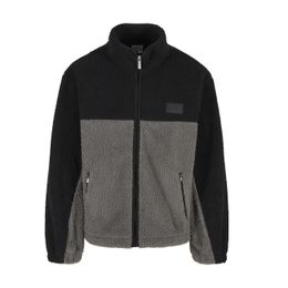 Karl Kani Herren Winterjacke "Karl Kani Signature Rubber Patch Teddy Zip Jacket", schwarz-wei&szlig;, Gr. XS, mehrfarbig, 100% Polyester, Jacken