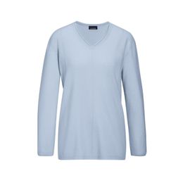 GOLDNER Damen Strickpullover "Basicpullover mit V-Ausschnitt", blau, Gr. 52, Obermaterial: 100% Kaschmir WS., Pullover, Aufwendig in Form gestrickt