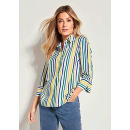 GOLDNER Damen Hemdbluse "Kurzgr&ouml;&szlig;e Blusenshirt mit Streifenmuster", gr&uuml;n, Modisch, Gr. 24, Obermaterial: 100% Polyester PES., Blusen, Knopfleiste