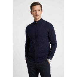 OLYMP Herren Strickjacke, blau, Gr. S, Strick, Obermaterial: 100% Baumwolle, Strickjacken, Stehkragen, regular fit