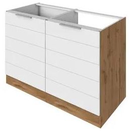 Sp&uuml;lenschrank KOCHSTATION "KS-Luhe", wei&szlig; (wei&szlig; matt, wotaneiche), B:120cm H:82cm T:60cm, MDF, Schr&auml;nke, Sp&uuml;lenschrank, 120 cm breit, hochwertige MDF-Fronten mit waagerechter Lisene