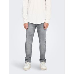 Only & Sons ONLY & SONS Herren Regular-fit-Jeans "ONSWEFT REG. BOX AZG DNM MU OTL", grau, Gr. 32, Abriebeffekte, Denim/Jeans, Obermaterial: 99% Baumwolle, 1%