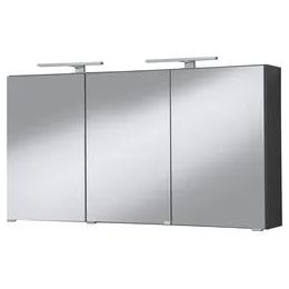 Spiegelschrank Welltime "Malibu", grau (anthrazit), B:120cm H:64cm T:21cm, Holzwerkstoff, Schr&auml;nke, Spiegelschrank, Breite 120 cm, mit Spiegelt&uuml;ren und Softclose-Funktion
