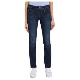 Gerade Jeans Tom Tailor "Alexa Straight", Damen, Gr. 32, L&auml;nge 32, blau (schwarz stone washed), Denim/Jeans, Obermaterial: 69% Baumwolle, 20% Polyester, 9% Viskose, 2% Elasthan, unifarben, bequem lang, Jeans, mit Kontrastn&auml;hten