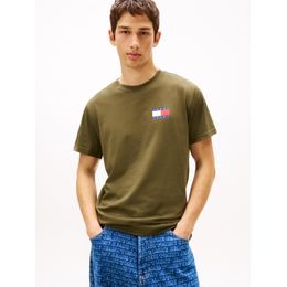 Tommy Jeans Herren T-Shirt "TJM SLIM FIT ESSENTIAL FLAG"dunkelgr&uuml;nery, Gr. S, unifarben, Single Jersey, Obermaterial: 100% Baumwolle, Shirts, mit