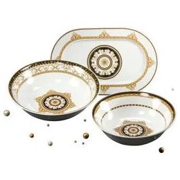 Servier-Set Creatable "Majestosa", wei&szlig; (wei&szlig;, goldfarben, schwarz), Porzellan, Servierplatten, Dekor schwarz abgesetzt
