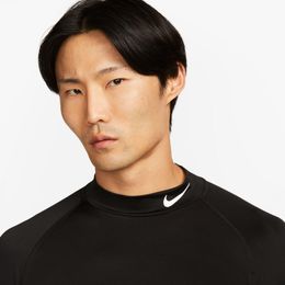 Nike Herren Trainingsshirt "M NP DF TIGHT LS MOCK", schwarz-wei&szlig;, Gr. S, Obermaterial: 90% Polyester, 10% Elasthan, Shirts, schmal geschnitten,