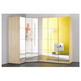 Eckkleiderschrank Priess "Malaga Schlafzimmerschrank Eckl&ouml;sung erweiterbar in drei Farben", braun (struktureichefarben hell), H:193cm, Holzwerkstoff, Schr&auml;nke, Eckkleiderschrank, Kleiderschrank Schrank Garderobe Stauraumwunder mit Spiegel