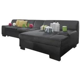 Ecksofa DOMO collection "Norma Top, elegant, flache Armlehnen, bequem, Breite 268cm, L-Form", schwarz, B:268cm H:74cm T:153cm, Struktur (90% Polyester, 10% Polyacryl);Mosel Struktur (100% Polyester);Kunstleder SOFTLUX;Microfaser-PRIMABELLE (100% Polyester);NaturLEDER in Sitz und R&uuml;cken. Korpus in passendem Kunstleder SOFTLUX bezogen, Sofas, Ecksofa, wahlweise mit Bettfunktion