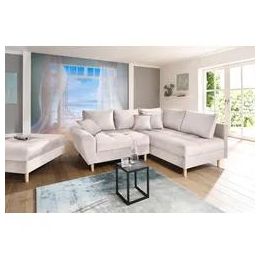 Ecksofa Home Affaire "Rice L-Form, B: 223 cm - OTTO. Verl&auml;ssliche Qualit&auml;t.", beige, B:223cm H:47cm T:184cm, Luxus-Microfaser (100% Polyester);Struktur fein (100% Polyester);Microfaser PRIMABELLE (100% Polyester);Samtoptik (100% Polyester), Sofas, Ecksofa, Set: Sofa & Hocker, 3 Zierkissen, Federkern