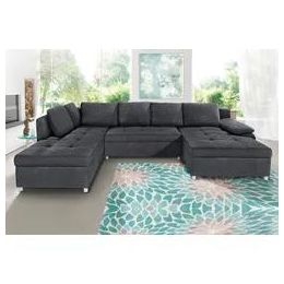 Wohnlandschaft Home Affaire "Labene U-Form", grau (dunkelgrau), B:326cm H:82cm T:90cm, Struktur fein (95% Polyester, 5% Polyamid);Luxus-Microfaser ALTARA NUBUCK (100% Polyester);Kunstleder SOFTLUX / Struktur (100% Polyester);Struktur (100% Polyester), Sofas, Wohnlandschaft, wahlweise mit Bettfunktion und Bettkasten