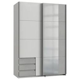 Schwebet&uuml;renschrank wimex "Emden moderner Kleiderschrank mit Spiegel und Schubladen", wei&szlig; (wei&szlig;, beton, nachbildung lichtgrau), B:135cm H:198cm T:64cm, Schr&auml;nke, Schwebet&uuml;renschrank, Schlafzimmer Schrank Garderobenschrank mit Schwebet&uuml;ren Topseller