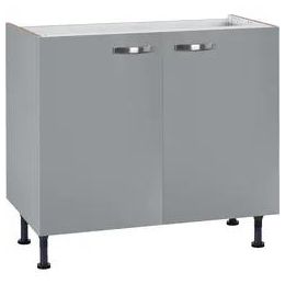 Sp&uuml;lenschrank KOCHSTATION "KS-Cara", grau (basaltgrau, basaltgrau), B:90cm H:87cm T:58,4cm, Schr&auml;nke, Sp&uuml;lenschrank, Breite 90 cm