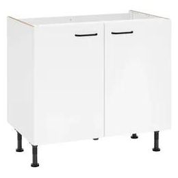 Sp&uuml;lenschrank Optifit "Elga", wei&szlig; (wei&szlig;, wei&szlig;), B:90cm H:87cm T:58,4cm, Holzwerkstoff, Schr&auml;nke, Sp&uuml;lenschrank, mit Soft-Close-Funktion, h&ouml;henverstellbaren F&uuml;&szlig;en, Breite 90 cm