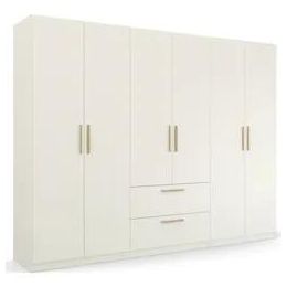 Kleiderschrank Rauch "Dreht&uuml;renschrank Schrank Garderobe Ankleide SKANDI BY QUADRA SPIN", wei&szlig; (alpinwei&szlig;), B:271cm H:210cm T:54cm, Holzwerkstoff, Schr&auml;nke, Kleiderschrank, im Landhaus-Stil mit Massivholzgriffen aus Wildeiche, mit Schubladen