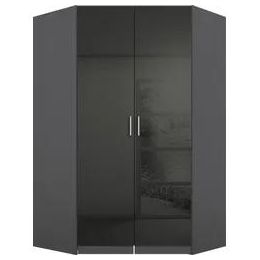 Eckkleiderschrank Rauch "Kleiderschrank Schrank Eckschrank Ankleide Garderobe CELLE", grau (graumetallic, hochglanz effektgrau), B:117cm H:197cm T:117cm, Holzwerkstoff, Schr&auml;nke, Eckkleiderschrank, optional mit Spiegel oder Hochglanzfront MADE IN GERMANY