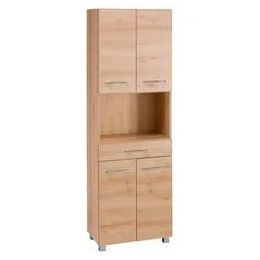 Hochschrank Welltime "Portofino", braun (buchefarben), B:60cm H:185cm T:35cm, Schr&auml;nke, Hochschrank