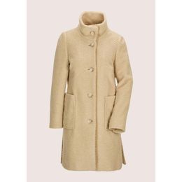 Madeleine Mode MADELEINE Damen Langmantel "Mantel Leicht gef&uuml;tterter Einreiher mit Vintage-Note", beige, Modern, Gr. 34, Obermaterial: 75% Polyester PES. 25% Wolle