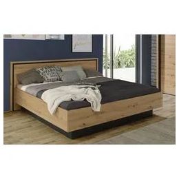Bett FORTE "Trondheim, Belastbarkeit 250KG, Loft-Stil", schwarz (artisan eiche, schwarz eiche), B:198,4cm H:93cm L:208,8cm, Betten, Bett, melaminbeschichtet