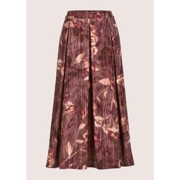 Madeleine Mode MADELEINE Damen Midirock "Samtrock Eleganter Midirock mit floralem Design", lila, Modern, Gr. 38, Obermaterial: 100% Polyester PES., R&ouml;cke, Samtrock