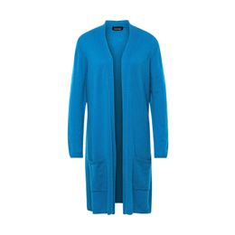 GOLDNER Damen Strickjacke "Kurzgr&ouml;&szlig;e Modische Kaschmir-Longstrickjacke", blau, Gr. 21, Obermaterial: 100% Kaschmir WS., Strickjacken, Ohne