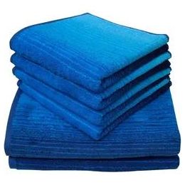 Handtuch Set Dyckhoff "mit Farbverlauf", blau, 6 Stk., Walkfrottee, Walkfrottee, Obermaterial: 100% Baumwolle, Handtuch-Sets, mit Farbverlauf;4 Handt&uuml;cher (50x100cm), 2 Duscht&uuml;cher (70x140cm)