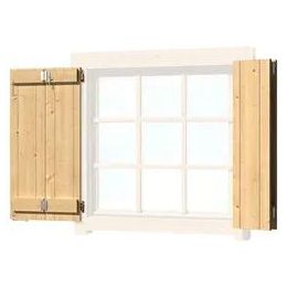 Fensterladen Lasita Maja, beige (natur), B:88cm H:88cm T:3cm, Massivholz, Fensterl&auml;den