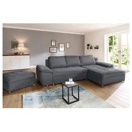 Ecksofa Home Affaire "Labene L-Form", grau (dunkelgrau), B:270cm H:82cm T:90cm, Struktur fein (95% Polyester, 5% Polyamid);Luxus-Microfaser ALTARA NUBUCK (100% Polyester);Kunstleder SOFTLUX / Struktur (100% Polyester);Struktur (100% Polyester);Flachgewebe (95% Polyester, 5% Polyamid), Sofas, Ecksofa, wahlweise mit Bettfunktion und Bettkasten, auch als XXL-Variante