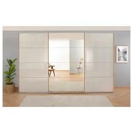 Schwebet&uuml;renschrank Rauch "Kleiderschrank Schrank Garderobe KOLUNA mit Glast&uuml;ren und Spiegel", beige (eiche artisan, glas beige (champagner)), B:360cm H:210cm T:62cm, Holzwerkstoff, Schr&auml;nke, Schwebet&uuml;renschrank, Breiten 203/271/315/360 cm H&ouml;hen 210/229 cm MADE IN GERMANY
