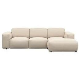 Ecksofa FLEXLUX "Lucera Chaislongue rechts oder links, L-Form, bequem", wei&szlig; (warm wei&szlig;), B:251cm H:73cm T:171cm, 100% Echteder, Sofas, Ecksofa, modern & anschmiegsam, Kaltschaum, Stahl-Wellenunterfederung