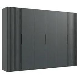 Dreht&uuml;renschrank wimex "Andorra by fresh to go", schwarz (graphit, akustikpaneel optik graphit), B:300cm H:216cm T:58cm, Holzwerkstoff, Schr&auml;nke, Dreht&uuml;renschrank, Mit 3D-Leisten f&uuml;r Akustikpaneel-Optik