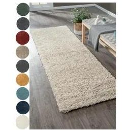 Hochflor-L&auml;ufer "My Shaggy", beige, B:80cm H:37mm L:250cm, Polypropylen (PP), MyFlair M&Ouml;BEL & ACCESSOIRES, Teppiche, Shaggy, Uni Farben, leicht gl&auml;nzend, Microfaser, extra flauschig