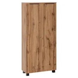 Midischrank Welltime "Trento, verschiedene Ausf&uuml;hrungen und Farben", braun (wotaneiche rille), B:60cm H:130cm T:27cm, MDF, Schr&auml;nke, Midischrank, Badm&ouml;bel, Badschrank, 60 cm breit, 2 T&uuml;ren, viel Stauraum