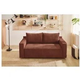 Jockenh&ouml;fer Schlafsofa JOCKENH&Ouml;FER GRUPPE "Ron, B: 185 cm, Liegefl. 82x200 cm", rot (rost, rot), B:185cm T:88cm, Korpus: 100% Polyester;Kissen: 100% Polyester, Sofas, Schlafsofa, mit Bettfunktion & Bettkasten, Federkern