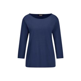 GOLDNER Damen Kurzarmshirt "Kurzgr&ouml;&szlig;e Basic Shirt mit U-Boot-Ausschnitt", blau, Modisch, Gr. 19, Obermaterial: 100% Baumwolle CO., Shirts,