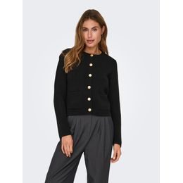 Jacqueline de Yong JDY Damen Strickjacke "JDYKIM L/S ON BUTTON CARDIGAN KNT NOOS", schwarz, Gr. S, unifarben, Strick, Obermaterial: 100% Polyacryl, Strickjacken