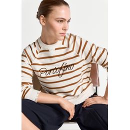 RICHROYAL Damen Sweatshirtcinnamon, Gr. S, geringelt, gestreift, Sweatware, Obermaterial: 96% Baumwolle, 4% Elasthan, Sweatshirts, tolle Applikation,