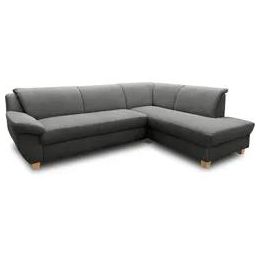 Ecksofa Home Affaire "Yesterday zeitlos und elegant, bequeme Armlehnen, L-Form", grau, B:254cm H:80cm T:186cm, 100% Polyester;Primabelle-Microfaser (100% Polyester);Antikleder-Optik Melrose (100% Polyester), Sofas, Ecksofa, wahlweise mit Bettfunktion, auch in Cord