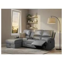 Ecksofa OTTO HOME "NAPORI Multimediasofa, 3er Kinosessel XXL, L-Form, 3 Bezugsstoffe", grau (anthrazit), B:240cm H:105cm T:155cm, Sofas, Ecksofa, Kinosofa mit Relaxfunktion, Getr&auml;nkehalter, Staufach und Staukasten