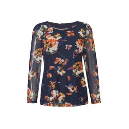 GOLDNER Damen Print-Shirt "Kurzgr&ouml;&szlig;e Mesh-Shirt", blau, Gr. 25, Obermaterial: 92% Polyester PES. 8% Elasthan EL., Shirts, Floraler Druck