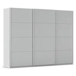 Schwebet&uuml;renschrank OTTO HOME "Kleiderschrank Schrank Garderobe AGORDO mit Dekor- oder Hochglanzfront", grau (seidengrau, griffleisten alufarbig), B:271cm H:210cm T:62cm, Holzwerkstoff, Schr&auml;nke, Schwebet&uuml;renschrank, in 4 Breiten und 2 H&ouml;hen MADE IN GERMANY