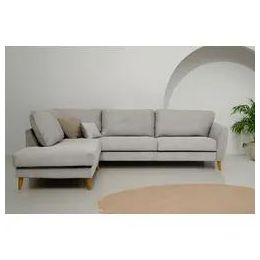 Ecksofa Home Affaire "MARSEILLE 278/202 cm, L-Form, Ottom. rechts/links, verschiedene Bez&uuml;ge", grau (cloud grau), B:278cm H:88cm T:202cm, 100% Polyester, Sofas, Ecksofa, Massivholzbeine Eiche, Landhausstil, Wellenunterfederung