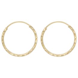 Paar Creolen Firetti "Schmuck Geschenk Gold 375 Ohrschmuck Ohrringe" Gr. 16, gelbgoldfarben, Ohrringe, Damen, 16, Gelbgold 375