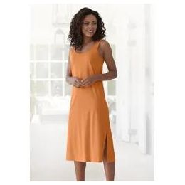 Nachthemd s.Oliver, Damen, Gr. 32/34, N-Gr, orange, Single Jersey, Obermaterial: 50% Baumwolle, 50% Modal, unifarben, A-Linie wadenlang, tiefer Rundhals, Kleider Nachthemd, in Maxil&auml;nge